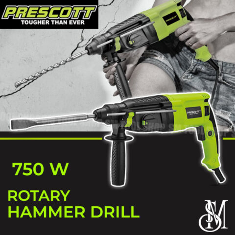 Prescott Rotary Hammer Hilti Drill 750W – 26mm with 5 Drill Bits – SM ...